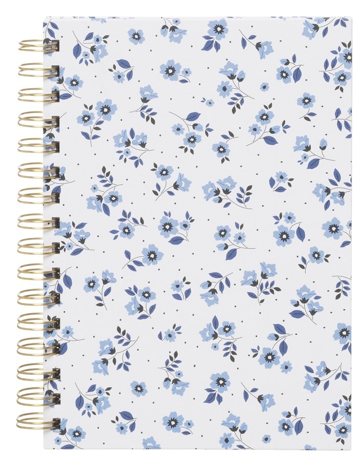 Blue and White Floral Wiro A5 Notebook