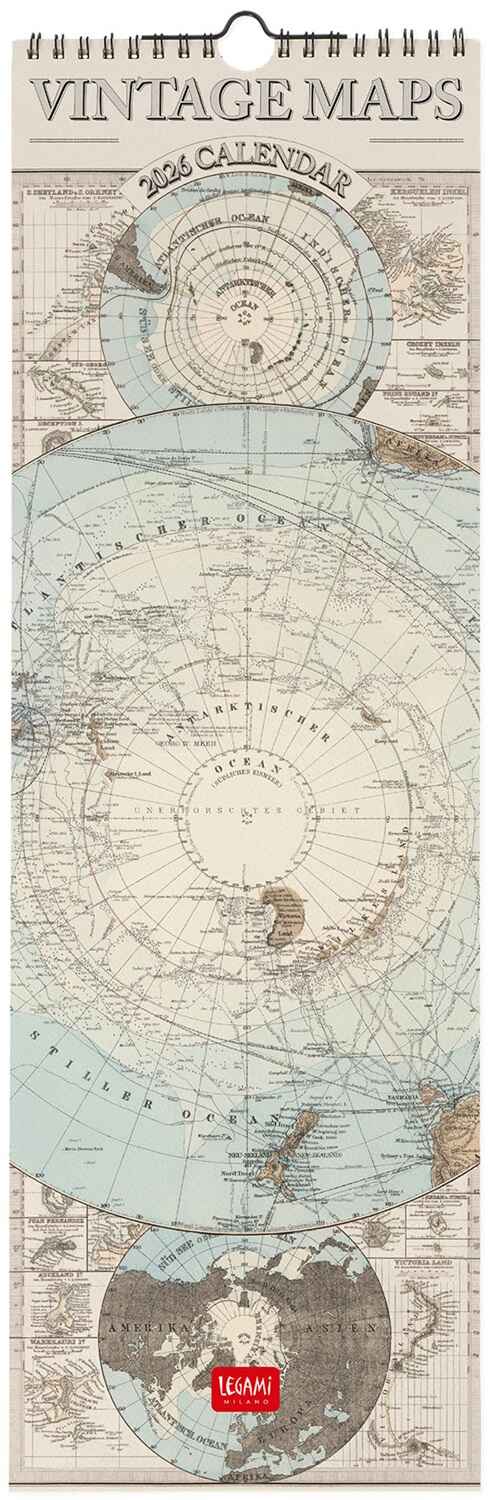 Legami 2026 Wall Calendar Vintage Maps - 16X49 cm | Shop Now at Easons.com