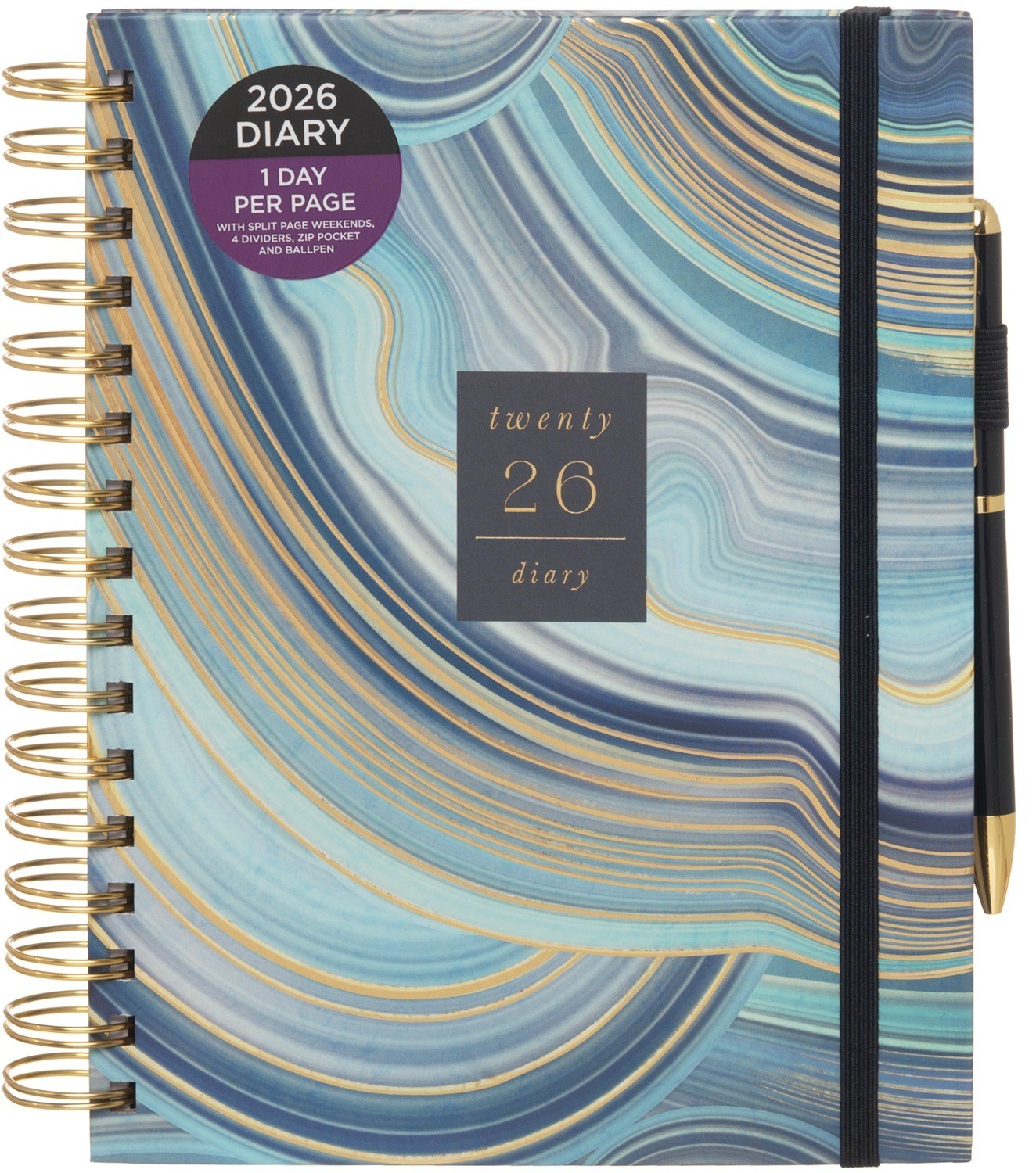 WHSmith 2026 A5 Day-To-Page Blue Geoed Diary With Pen | Easons.com